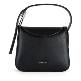 Calvin Klein Femme, Sacs, Noir, Taille: ONE Size Sac &agrave; main en simili cuir avec plaque logo