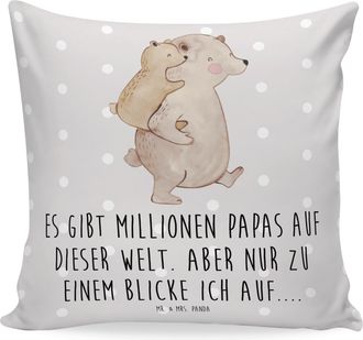 Mr. & Mrs. Panda Zierkissen Papa B&auml;r - Geschenk, Sofakissen, Bester Vater, Vatertag, Geburtstag, Vorbild, Mama, sofakissen, Oma, Sofakissen 40x40