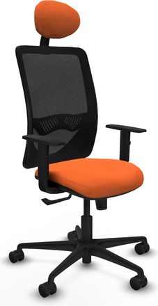 Piqueras y Crespo Drehstuhl Zulema mit 1D-Armen, h&ouml;henverstellbarer Lendenwirbelst&uuml;tze und festem Kopfteil, ausgestattet mit 3 Positionen und Schneidschaum, Schwarz/Ora