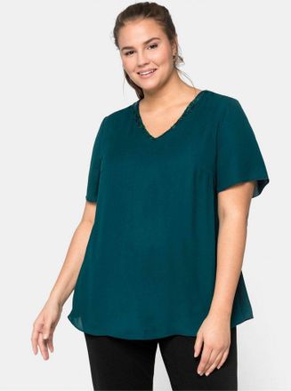 Sheego Klassische Bluse Tunika Kurzarm