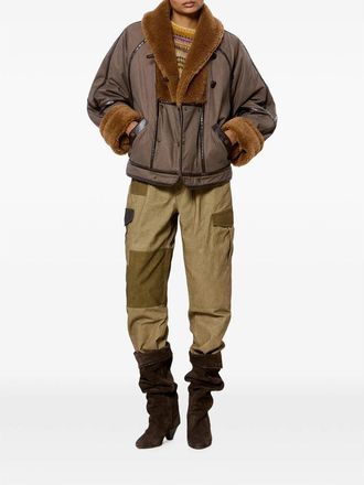 Isabel Marant Double-Breasted Faux-Fur Trim Jacket - Brown