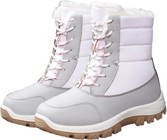 Generic Bottes dhiver pour femme avec doublure en polaire chaude - Bottines de neige classiques &agrave; bout rond antid&eacute;rapant &agrave; lacets confortables - Bottines de m