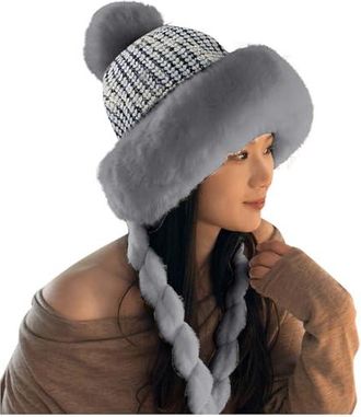 Generic Bonnet Femme Hiver Bonnet Femme Chapeau Femme Hiver Confortable Classique - Bonnet Faux Pompon Hiver, Cache-Oreilles Tricot&eacute;s, Chaud pour Ext&eacute;rieur, S