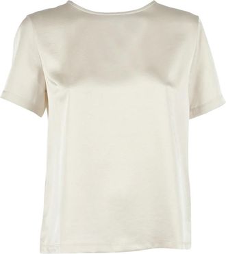 Max Mara Femme, Blouses et Chemises, Blanc, Taille: 44 FR Zona Satin and Jersey T-shirt