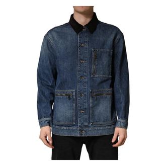 Dolce & Gabbana Cotton Denim Blouson Jacke - - Jackets - Herren - Blau - M