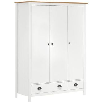 vidaXL Vidaxl - Garde-robe &agrave; 3 portes Hill Blanc 127x50x170 cm Bois pin solide
