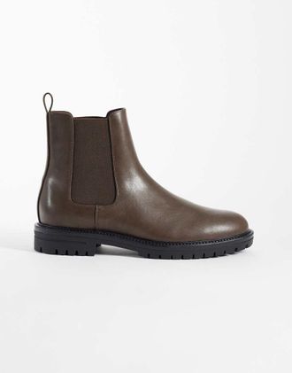Asos Chelsea-Boots mit Profilsohle in Braun