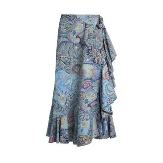 Etro Femme, Jupes, Multicolore, Taille: 34 FR Jupe Longue Portefeuille avec Volant &agrave; lOurlet