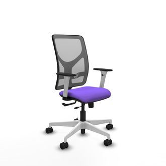 Piqueras y Crespo Ergonomischer Stuhl aus Netzstoff mit wei&szlig;en und schwarzen Armlehnen, h&ouml;henverstellbare Lendenwirbelst&uuml;tze, ausgestattet mit Syncro/Traslack und Schne