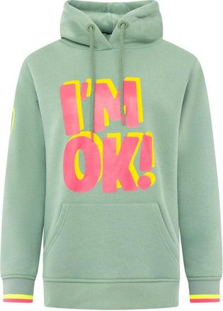 Zwillingsherz Hoodie IM OK gro&szlig;er Print vorne, gestreifte &Auml;rmelb&uuml;ndchen, Herz Stickerei am Arm