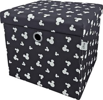 Disney Classic Micky Maus Ottomanen-Aufbewahrungsbox, faltbar, quadratische Spielzeugtruhe, Box mit Deckel für Kinder, Fußhocker, belastbar bis zu 30 kg, sch