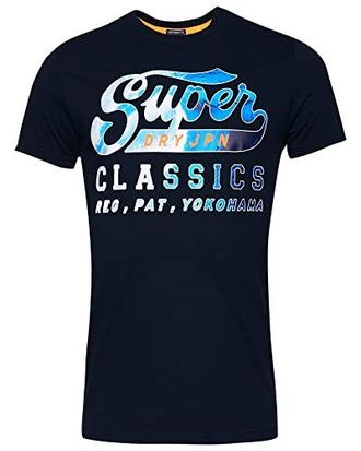 Superdry Classics Lite Weight Tee T-Shirt, Blu (Three Pointer Navy), Small Homme