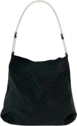 Prada Pre-owned Nylon Tessuto Logo Plate Hobo Bag - Femme - Pre-owned - Noir - Taille: ONE Size