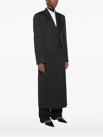R&oacute;he Double-Breasted Virgin Wool Coat - Black