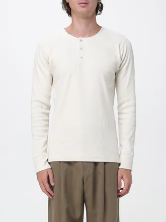 Christophe Lemaire Lang&auml;rmeliges geripptes Henley-T-Shirt aus Leinen-Baumwoll-Mischung