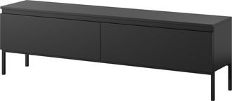 Selsey TV Schrank Board Sideboard Fernsehtisch Fernsehschrank Mit Schränken 150 cm Schwarze Beine Schwarz Bemmi