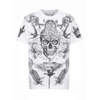 Philipp Plein Homme, Tops, Blanc, Taille: S T-shirt Col Rond MC Tattoo