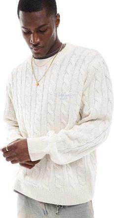 Carhartt Work in Progress Strickpullover in Cremewei&szlig; mit Signatur-Logo und Zopfmuster