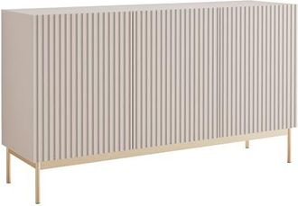 Selsey Kommode mit LED-Beleuchtung Modernes Sideboard in Kaschmir mit Push-to-Open Schlafzimmer Kommode 138 cm Breite 3-t&uuml;rig mit 6 Ablagen Elegante Goldene 