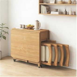 Generic Table a Manger Pliante Ensemble Table et chaises de Salle &agrave; Manger Pliables Table de Salle &agrave; Manger Extensible avec tiroirs Rangement et 4 roulettes T