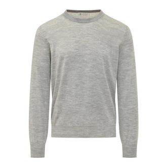 Brunello Cucinelli Rundhals-Strickpullover Feinstrick - - Knitwear - Herren - Grau - 3XL