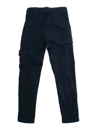 Stone Island Boys Blue Cotton Stretch Pants With Belt Loops Trousers