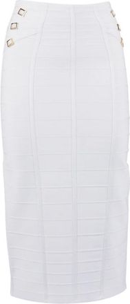 Elisabetta Franchi Femme, Jupes, Blanc, Taille: 42 FR 3D Knit Ring-Detail Midi Skirt