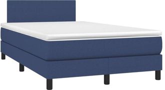 vidaXL Boxspringbett mit Matratze & led Blau 120x200 cm Stoff Vidaxl