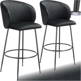 TecTake Lot de 2 Tabouret Bar Aspect Velours Chaise de Bar avec Repose-Pieds Chaise Haute Cuisine pour &icirc;lot Central H106cm Rembourr&eacute;e avec Dossier Tabouret Ha