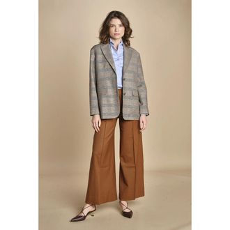 Ql2 Quelledue QL2 Quelledue, Femme, Vestes, Brun, Taille: 38 FR Giacca Due Bottoni in Galles