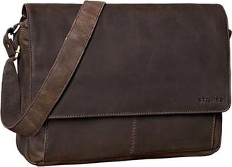 STILORD Como Sac à bandoulière vintage en cuir véritable pour homme 15,6 Pour le bureau et la vie quotidienne Couleur : noir, Marron foncé mat, 15,6 Zoll