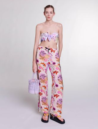 Maje Pantalon En Soie - Imprime Paradisio - Taille 34 - Maje