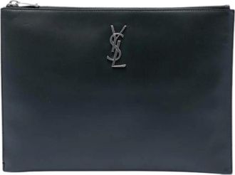 Saint Laurent Pre-owned Cuir pochettes-minaudieres - Femme - Pre-owned - Bleu - Taille: ONE Size