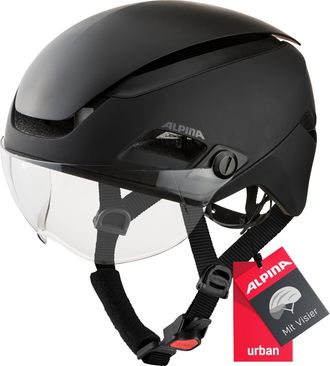 Alpina Alpina Altona V - Extrem Leichter, Beleuchteter & Bel&uuml;fteter Fahrradhelm Mit Selbstt&ouml;nenden Visier F&uuml;r Erwachsene, Black-Stealth matt, 57-62 cm