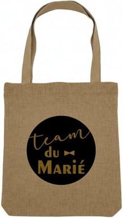 Fabulous Sac Shopping Tote Bag Aspect Lin - Team du Mari&eacute; Chic Mariage Mari&eacute; Gentleman Art D&eacute;co - Sac de Courses Toile Epaisse 360g Beige Naturel Cabas Port&eacute; E