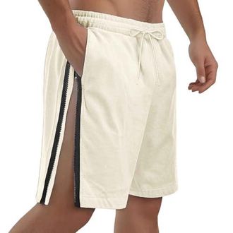 Generic Short d&eacute;t&eacute; pour homme - Baggy Beach Side - Fermeture &eacute;clair - D&eacute;contract&eacute; - Solide - Cinq shorts, beige, 3XL