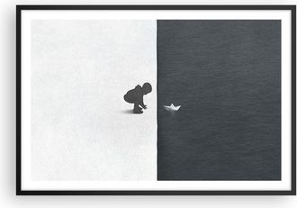 Arttor Poster Schwarzrahmen Kind Schwarz Und Weiß Wasser Deko 91x61cm Wandposter Art Prints Wandbilder Dekoration Wohnzimmer Schlafzimmer Küche Wanddeko Bild