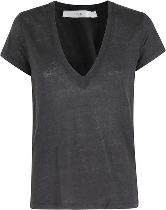 Iro Iro, Femme, Tops, Noir, Taille: 38 FR T-shirt en lin l&eacute;ger