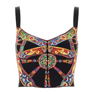 Dolce & Gabbana Carretto-print Charmeuse Top - - Tops - Damen - Mehrfarbig - XS
