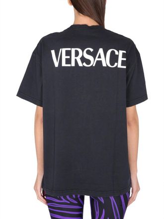 Versace Oversized Logo Print T-Shirt - Black