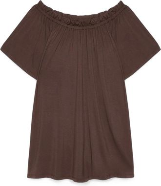 Fiorella Rubino Femme, Blouses et Chemises, Brun, Taille: 42 FR T-shirt &eacute;paules d&eacute;nud&eacute;es