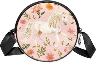 Generic Petit sac &agrave; bandouli&egrave;re circulaire pour femme, petit sac &agrave; bandouli&egrave;re avec fermeture &eacute;clair et bretelles r&eacute;glables style d&eacute;contract&eacute; pour femmes et f