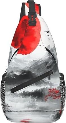 Generic Sac &agrave; dos &agrave; bandouli&egrave;re pour homme Motif paysage japonais Mangrove et soleil