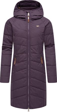 Ragwear Damen Wintermantel warmer wasserdichter Steppmantel lang mit Kapuze Dizzie Coat Plum24 Gr. XXL