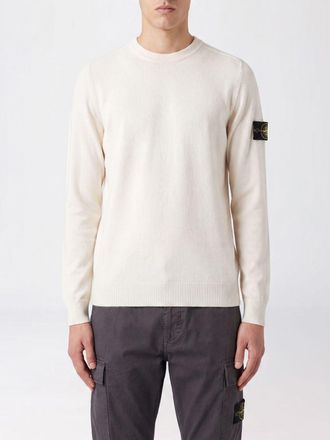 Stone Island Pull &agrave; col rond 100% laine vierge avec logo Compass