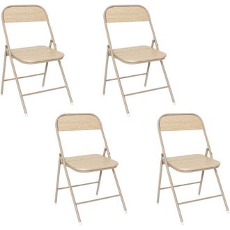 The Home Deco Factory Lot De 4 Chaises - Home Deco Factory - Terra Nova - Pliantes - Blanches Et Beiges