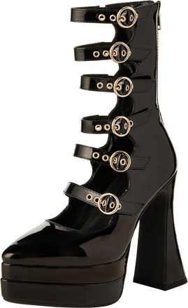 Lamoda Damen Revolution Halblange Stiefel, schwarzer Lack, 40 EU