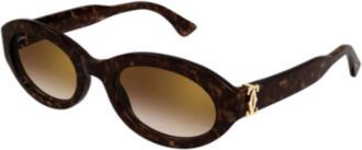 Cartier Double C Oval Sonnenbrille - - Accessories - unisex - Braun - 51 MM