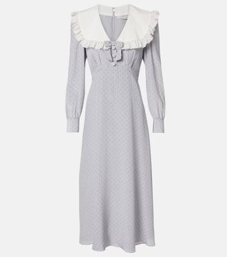Alessandra Rich Robe midi en soie &agrave; pois