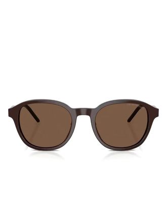 Emporio Armani lunettes de soleil &agrave; monture ronde - Marron